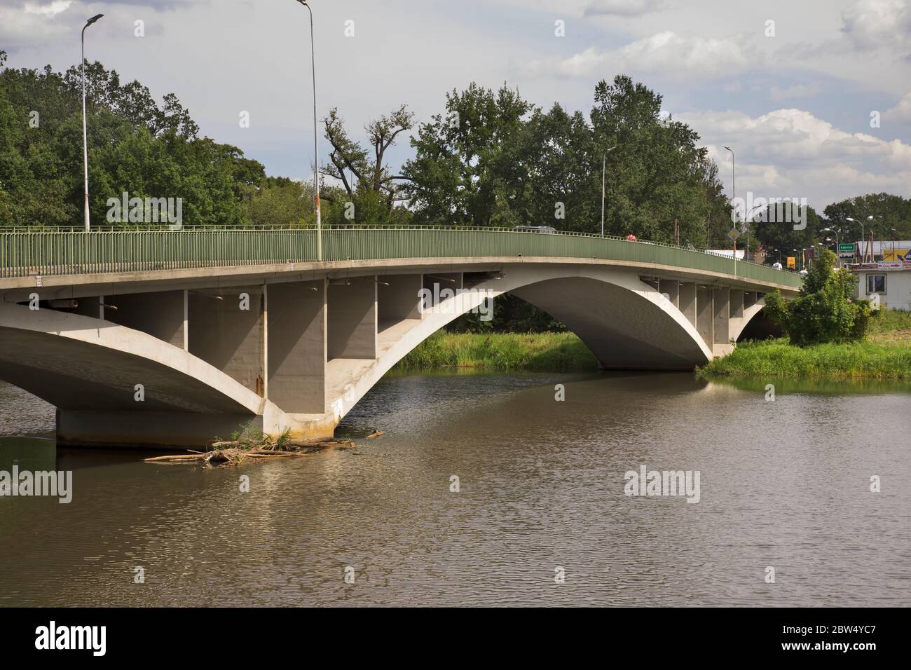 Postal bridge between Poland and Germany over Nysa Luzycka (Lausitzer ...