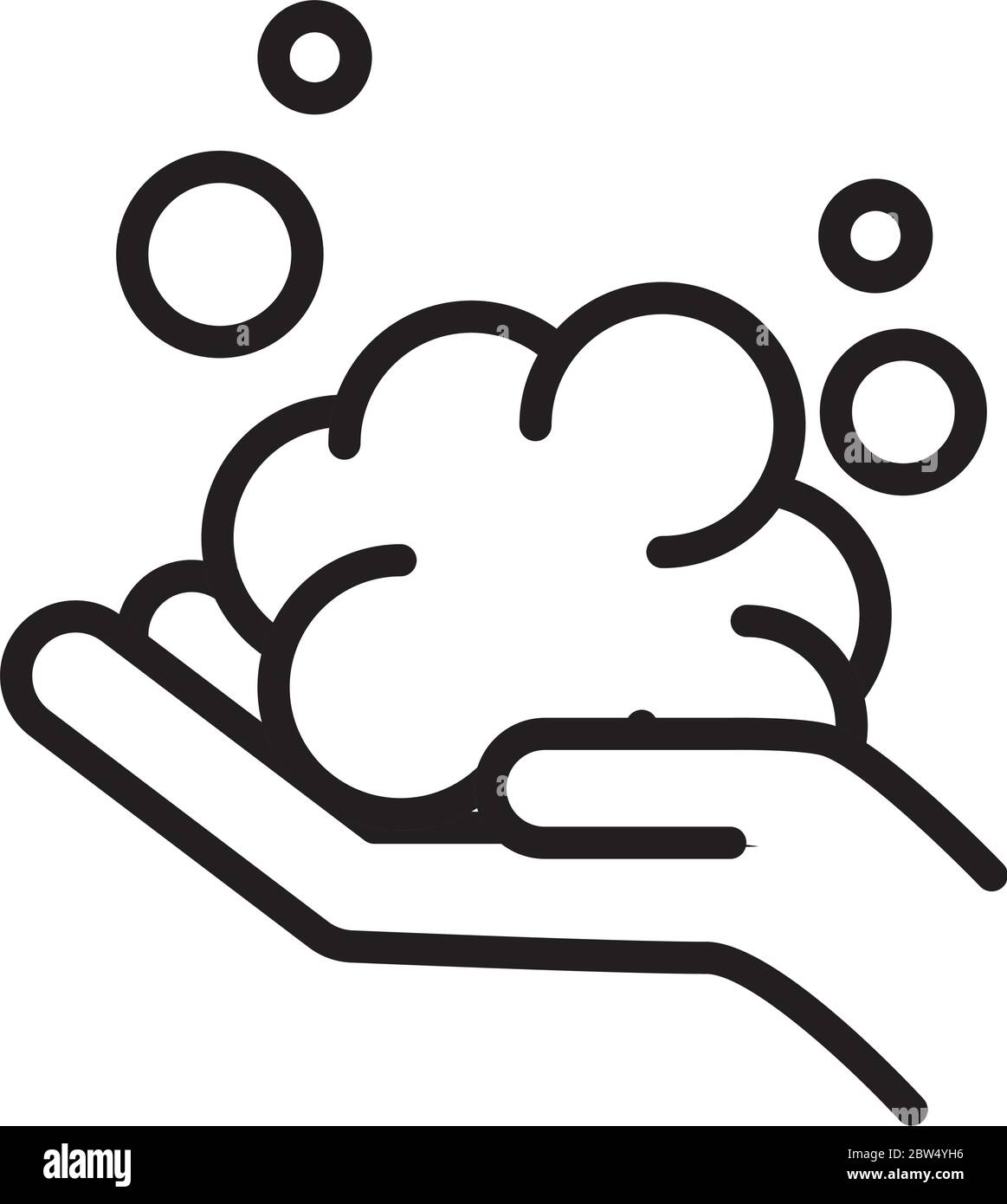 personal hand hygiene, hand with foam, disease prevention and health ...