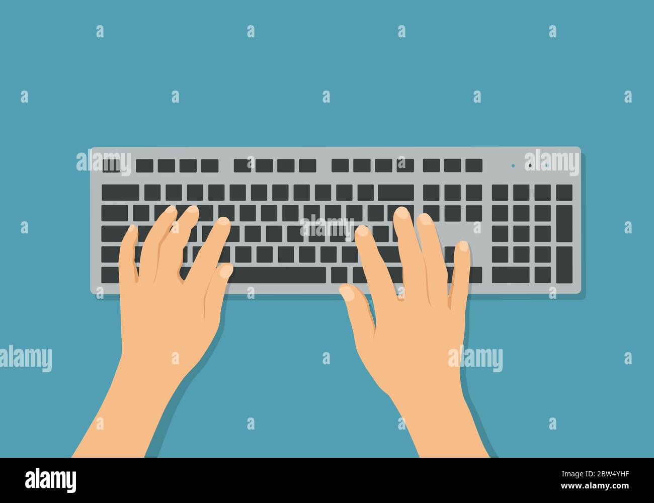 Flat design illustration of wireless computer keyboard on office desk ...