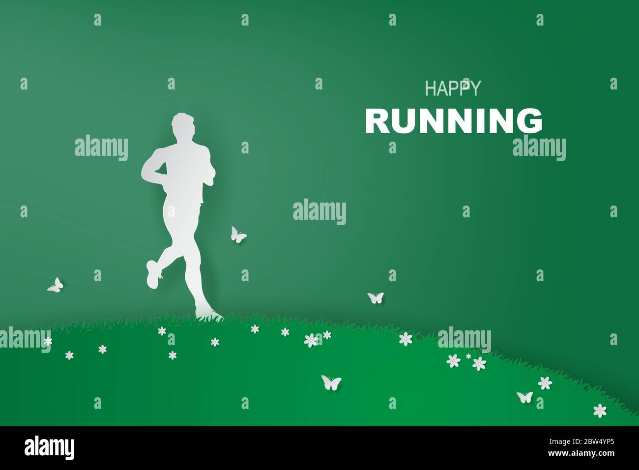 Man running Healthy lifestyle in green park.Minimal Healthy concept ...