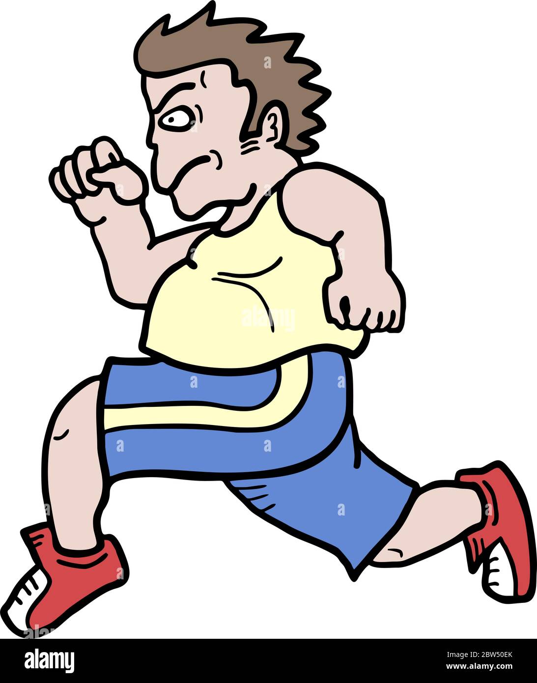 Fat Man Running Cartoon