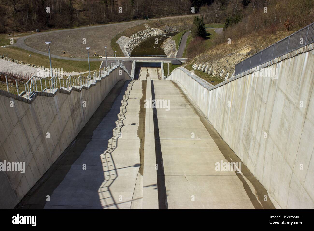 View of the drain from the dam sance recice in the beskydy mountains ...