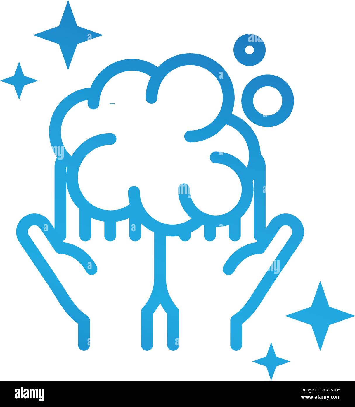 personal hand hygiene, hands bubbles foam disease prevention and health care gradient style icon ...