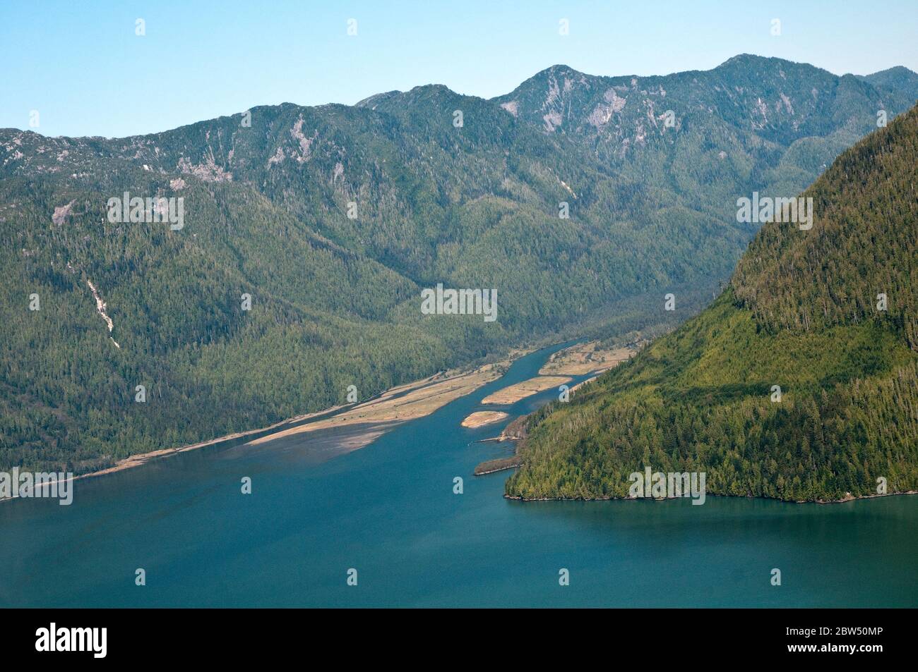 An aerial view of the mouth and estuary of the Kilbella and Chuckwalla ...