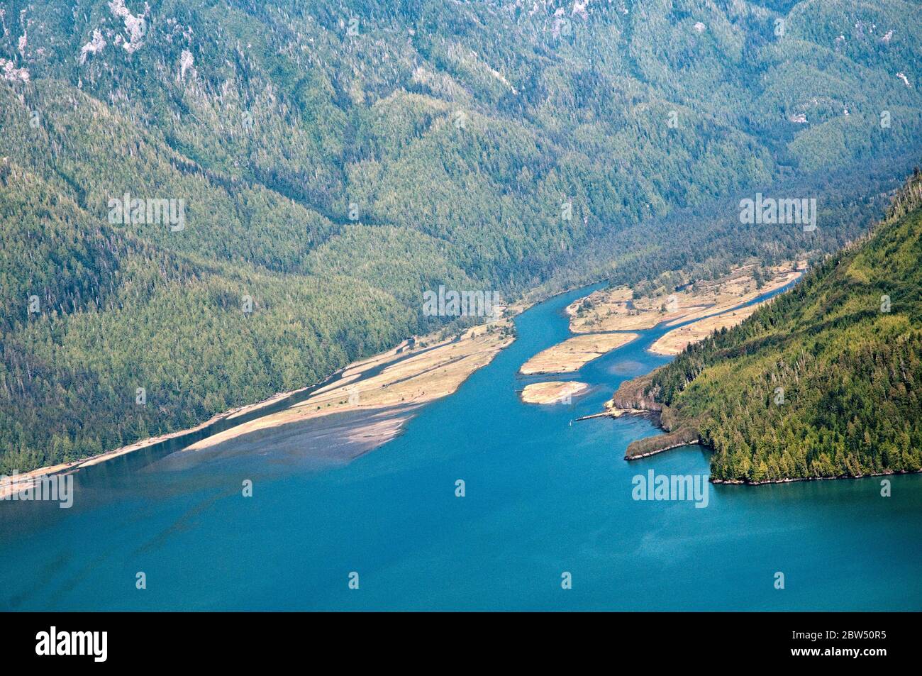 An aerial view of the mouth and estuary of the Kilbella and Chuckwalla ...