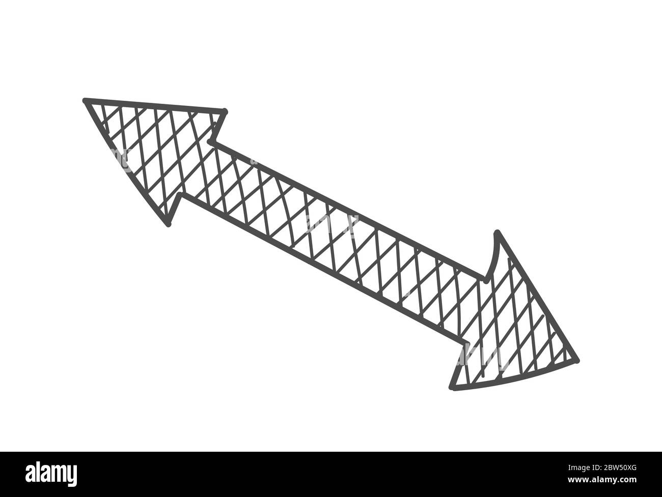 Two-way arrow with hatching. Vector drawing in the Doodle style ...