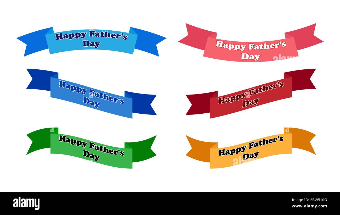 set of colorful ribbons with the inscription happy father's day. Simple ...