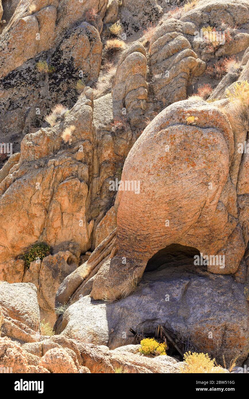 Unique rock formation at Alabama Hills in Lone Pine, California Stock ...
