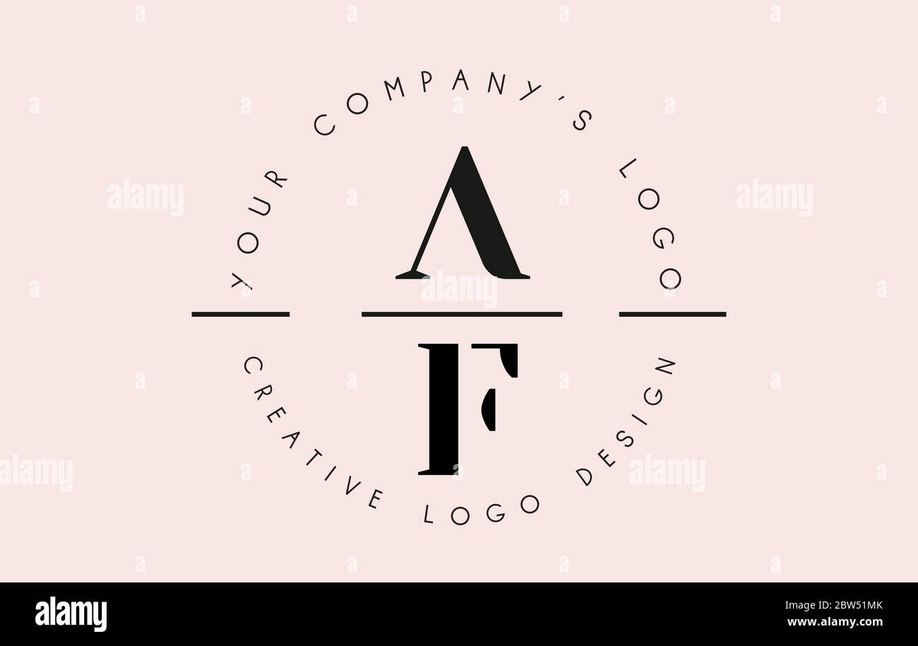 Letters AF A F Logo set as a stamp or personal signature. Simple AF ...