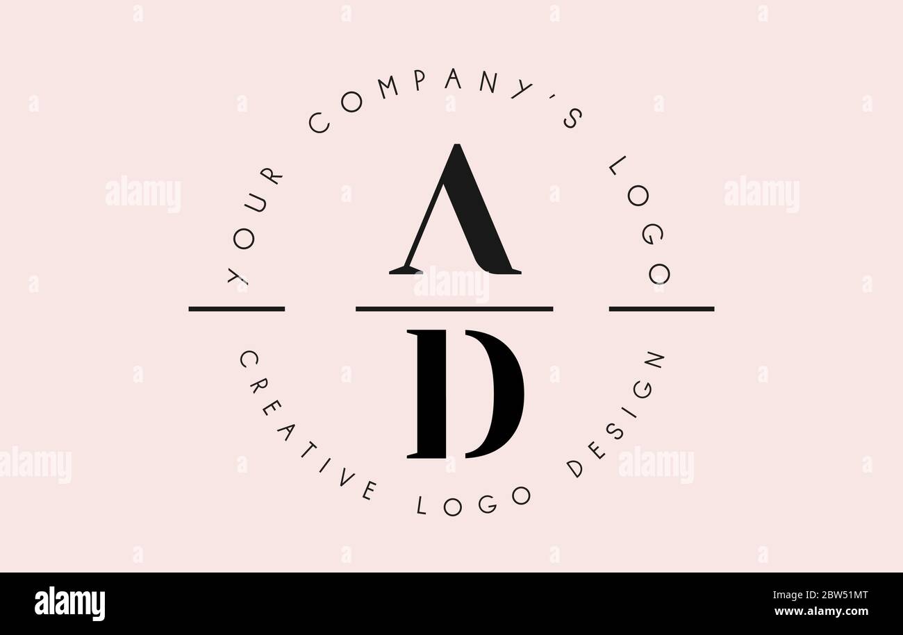 Letters AD A D Logo set as a stamp or personal signature. Simple AD ...