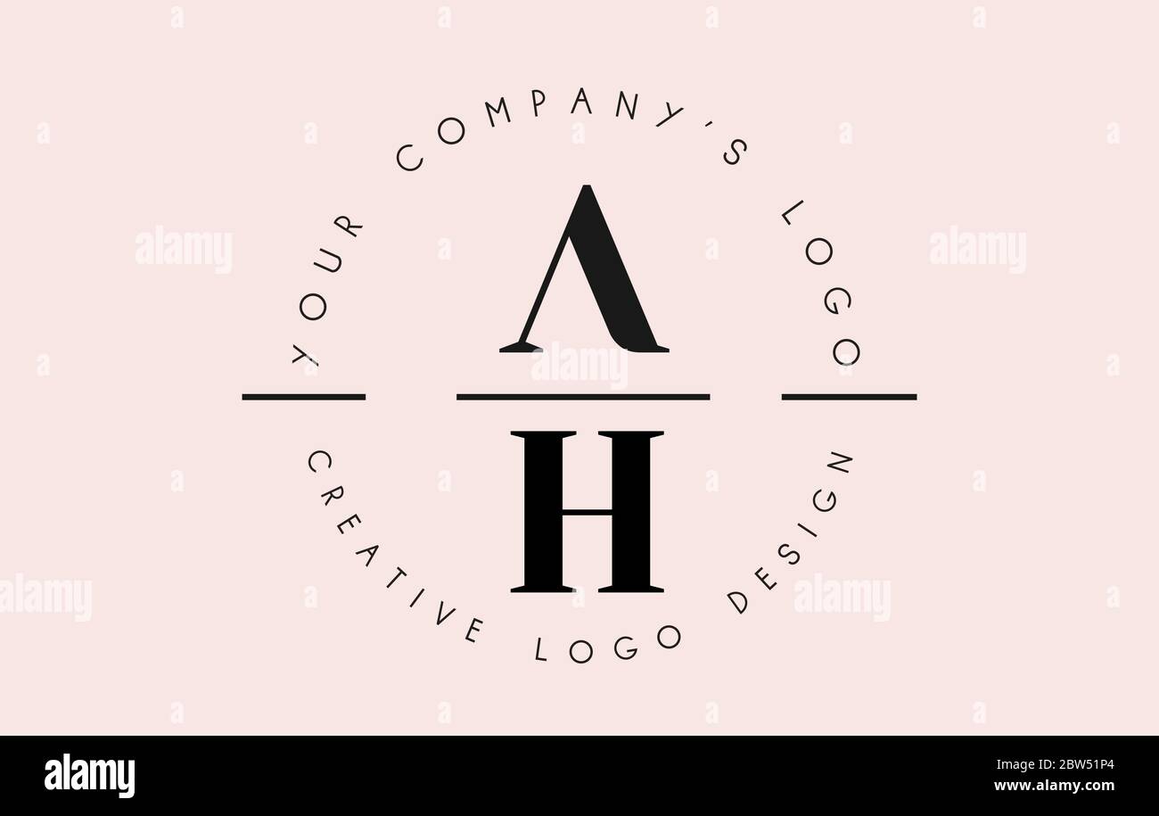 Letters AH A H Logo set as a stamp or personal signature. Simple AH ...