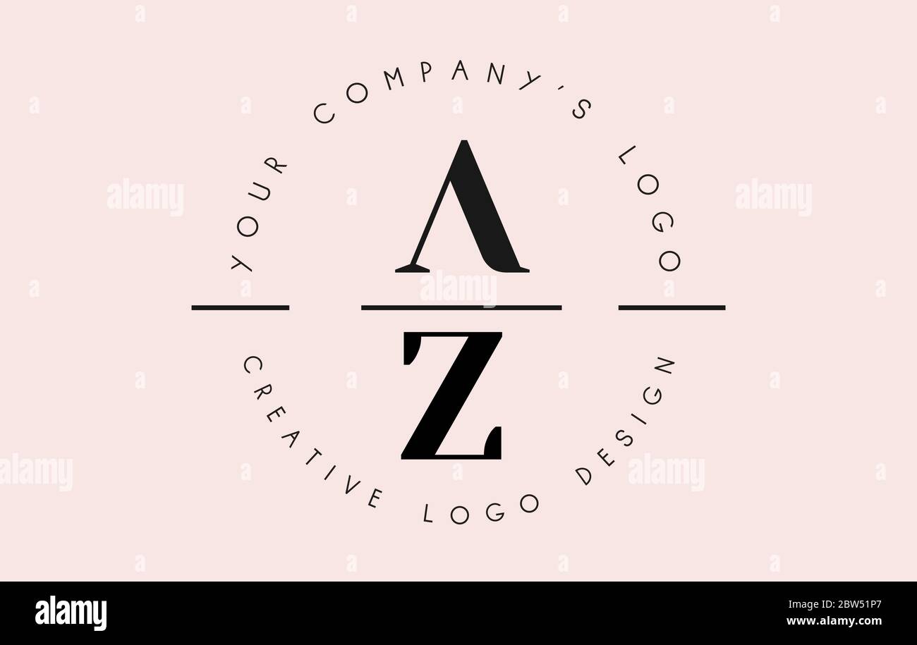 Letters AZ A Z Logo set as a stamp or personal signature. Simple AZ ...