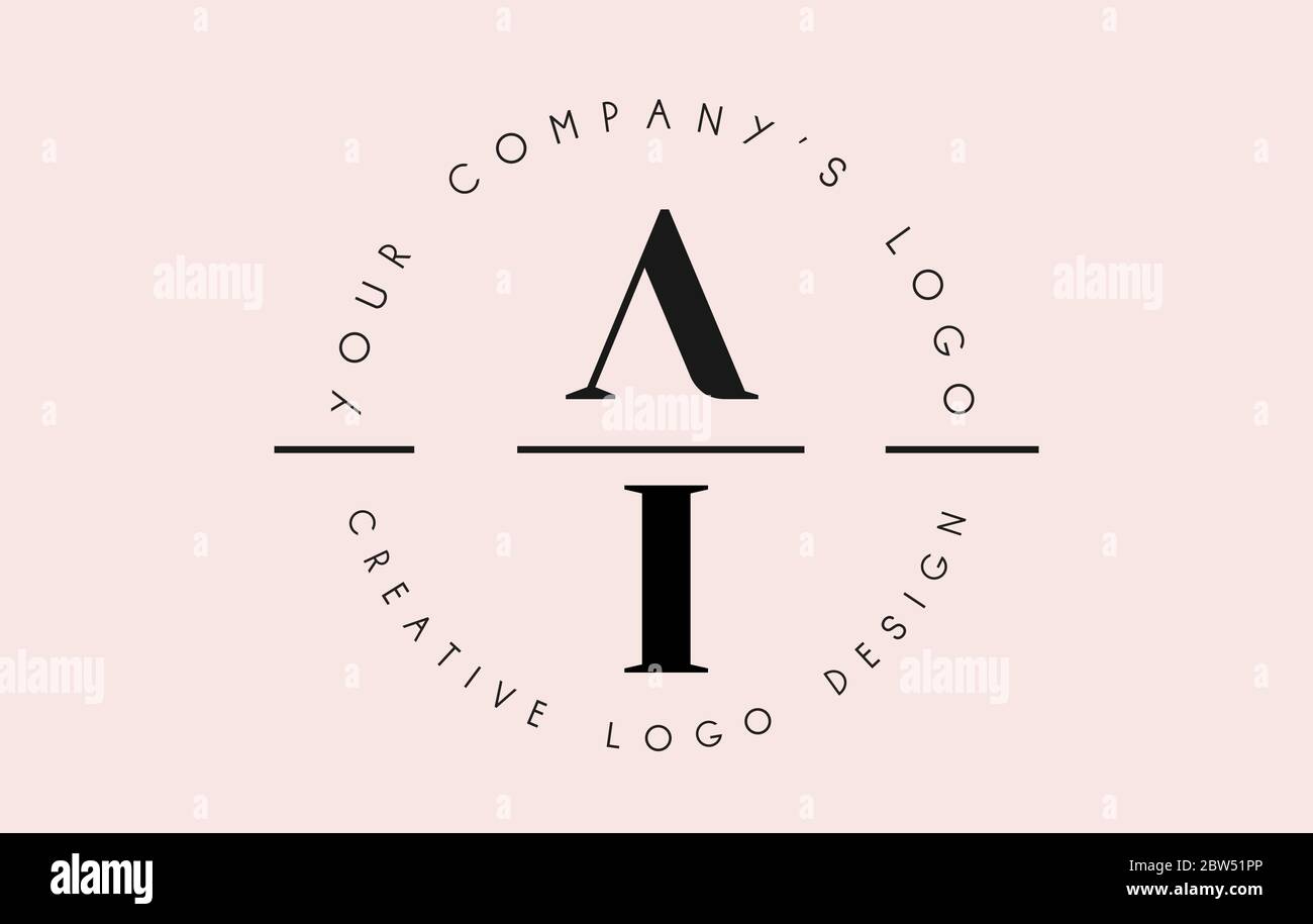 Letters AI A I Logo set as a stamp or personal signature. Simple AH ...