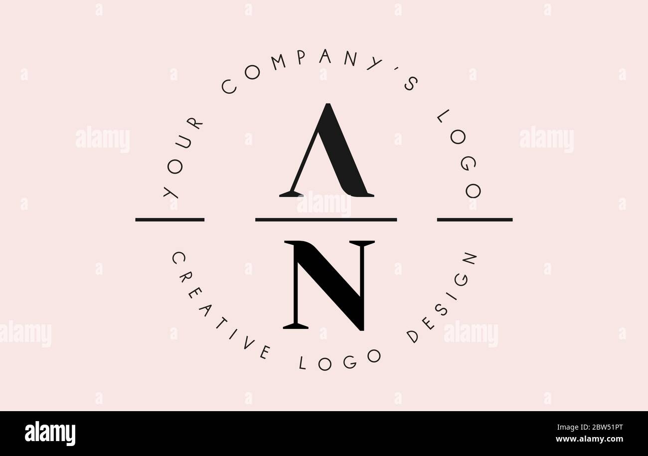Letters AN A N Logo set as a stamp or personal signature. Simple AN ...