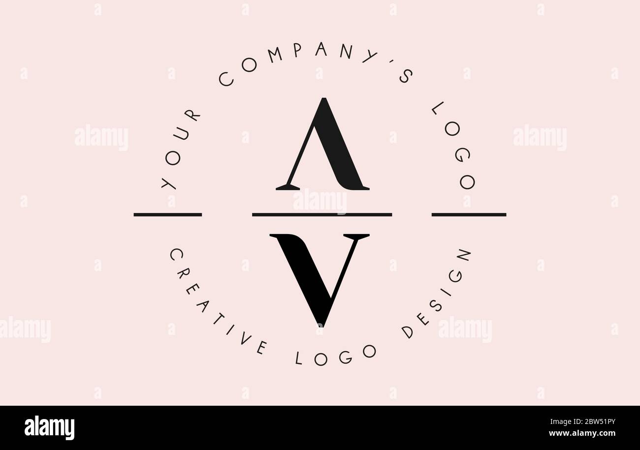 Letters AV A V Logo set as a stamp or personal signature. Simple AV ...