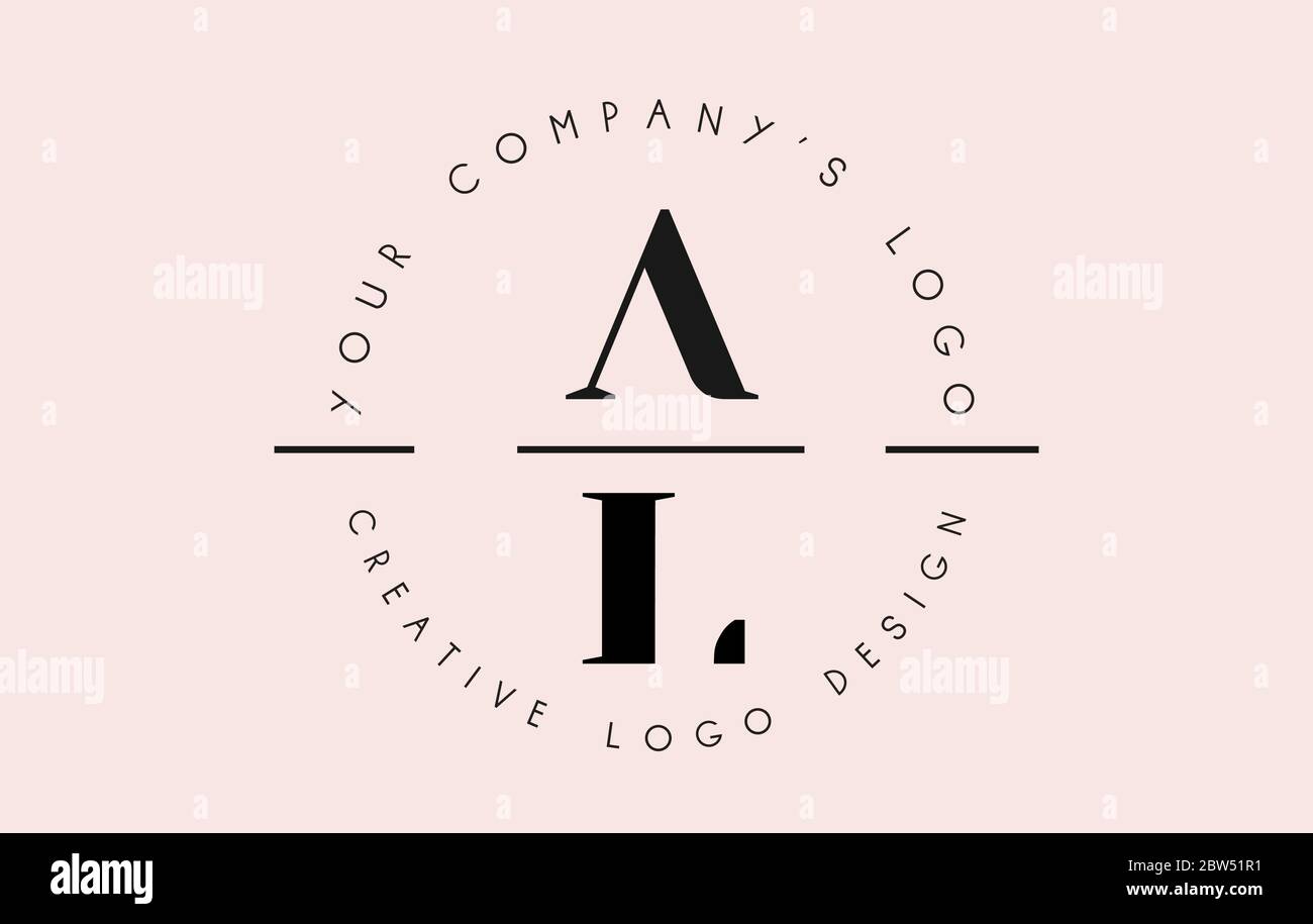 Letters AL A L Logo set as a stamp or personal signature. Simple AL ...