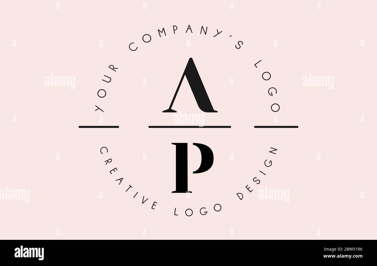Letters AP A P Logo set as a stamp or personal signature. Simple AP ...