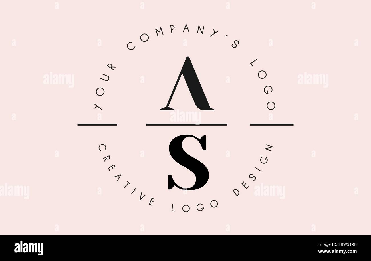 Letters AS A S Logo set as a stamp or personal signature. Simple AS ...