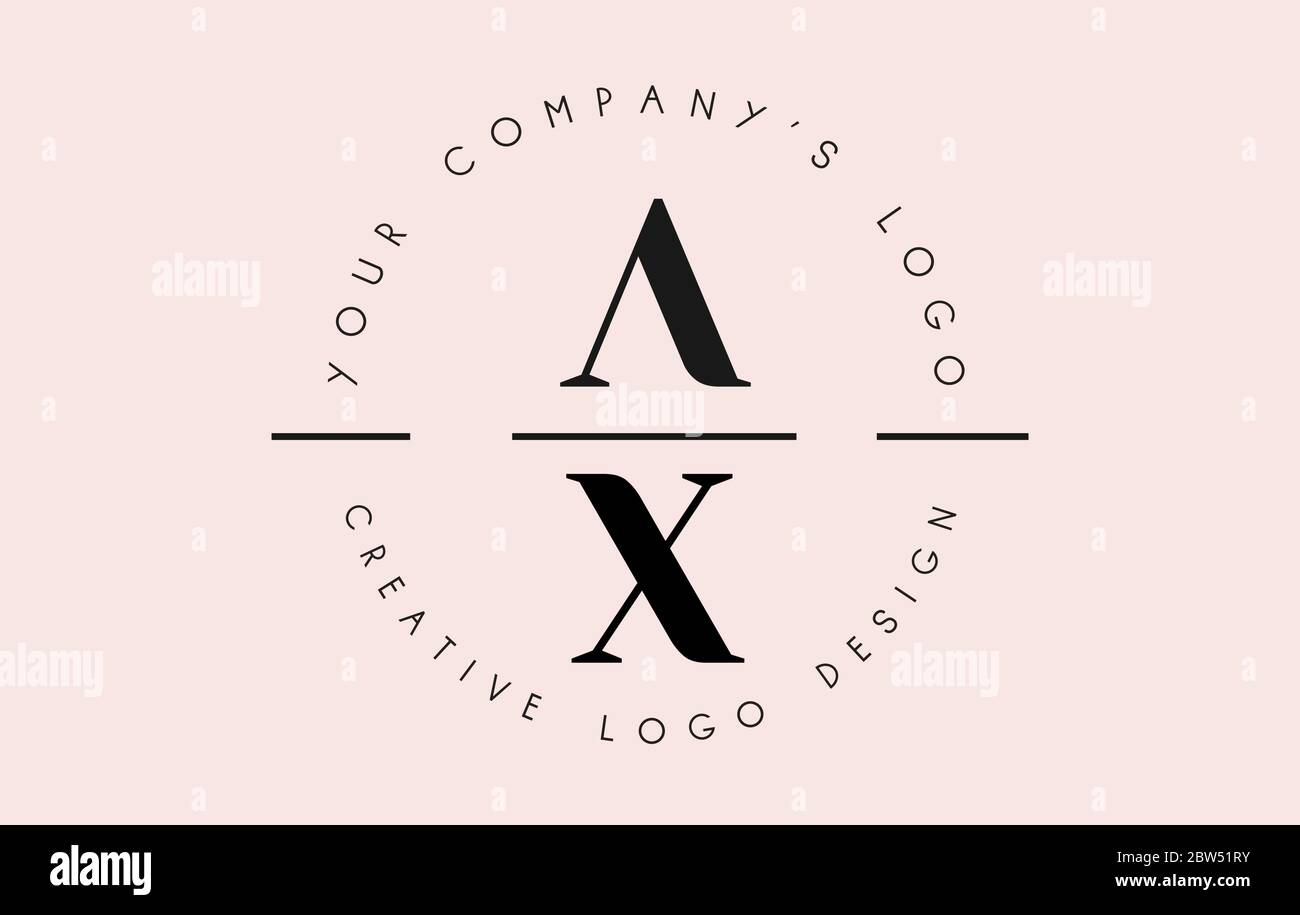 Letters AX A X Logo set as a stamp or personal signature. Simple AX ...