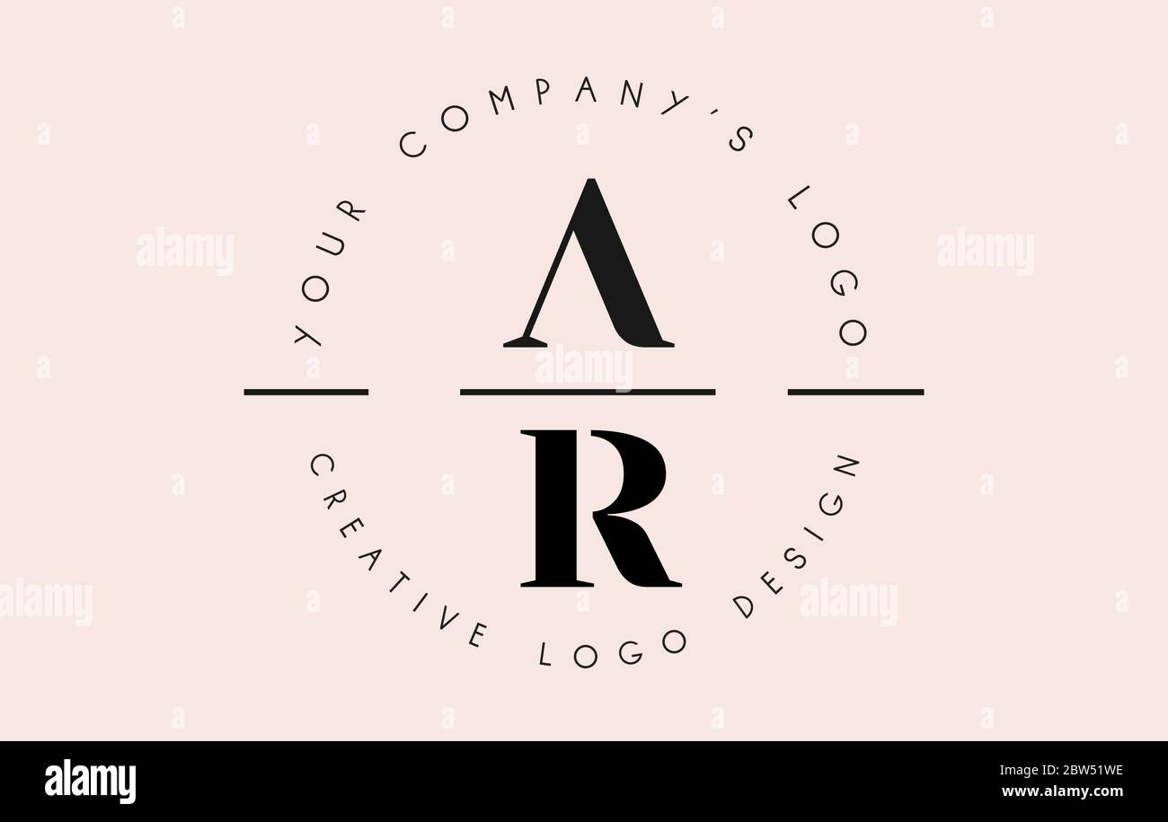 Letters AR A R Logo set as a stamp or personal signature. Simple AR ...