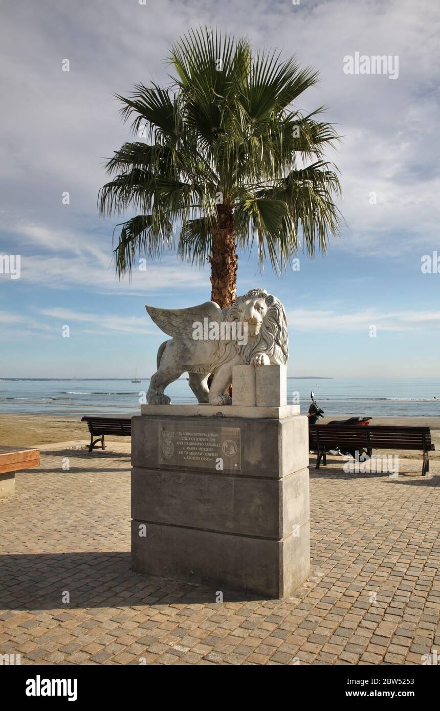 Venetian lion monument in Larnaca. Cyprus Stock Photo - Alamy