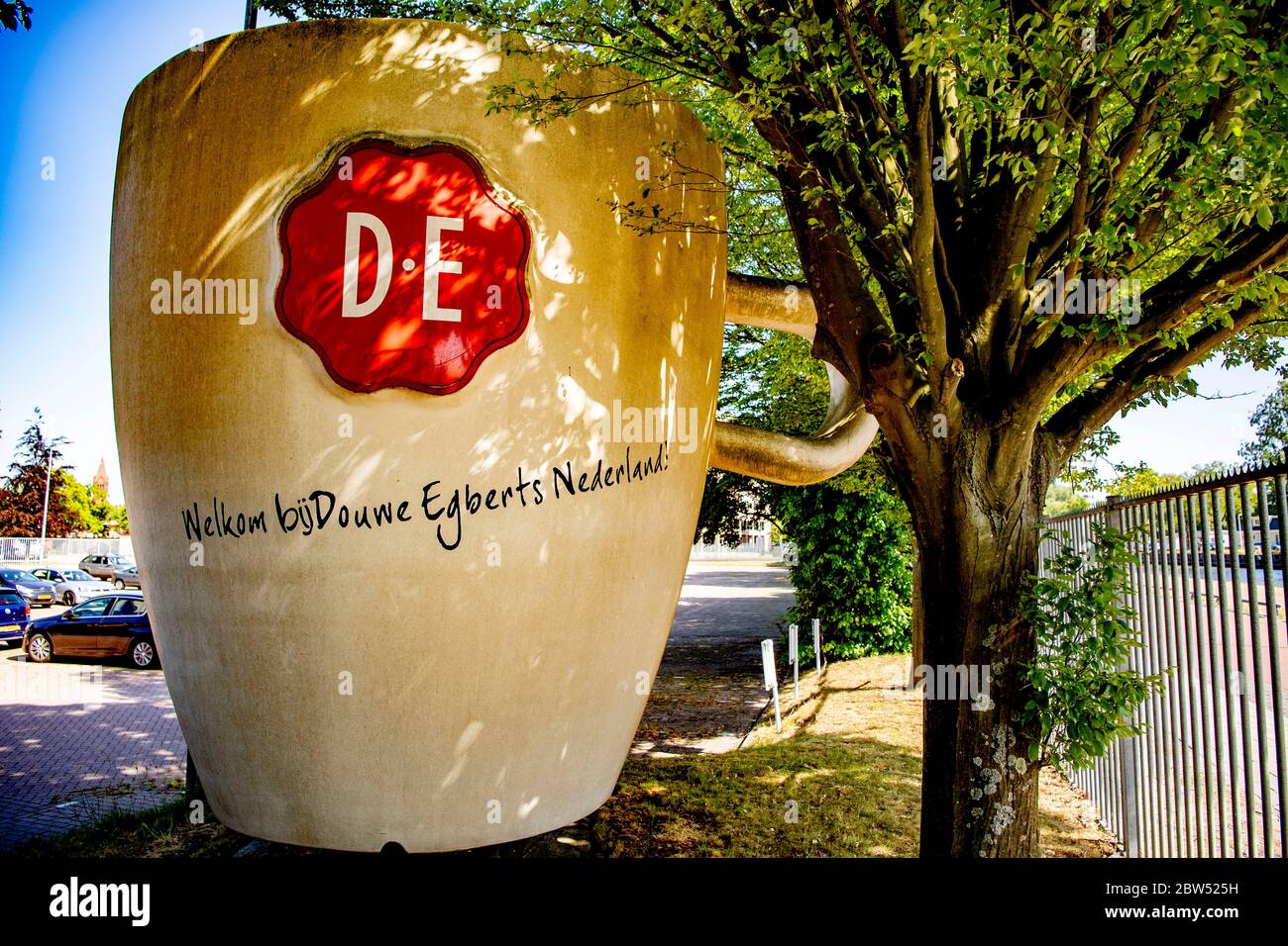 DE sign board at the JDE headquarters in Utrecht.Jacobs Douwe Egbets ...