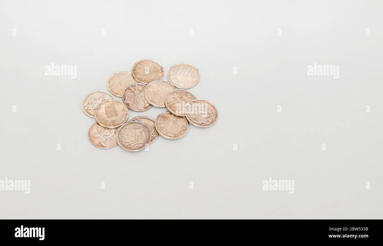Arras, coins for weddings. Silver and copper coins with religious words ...