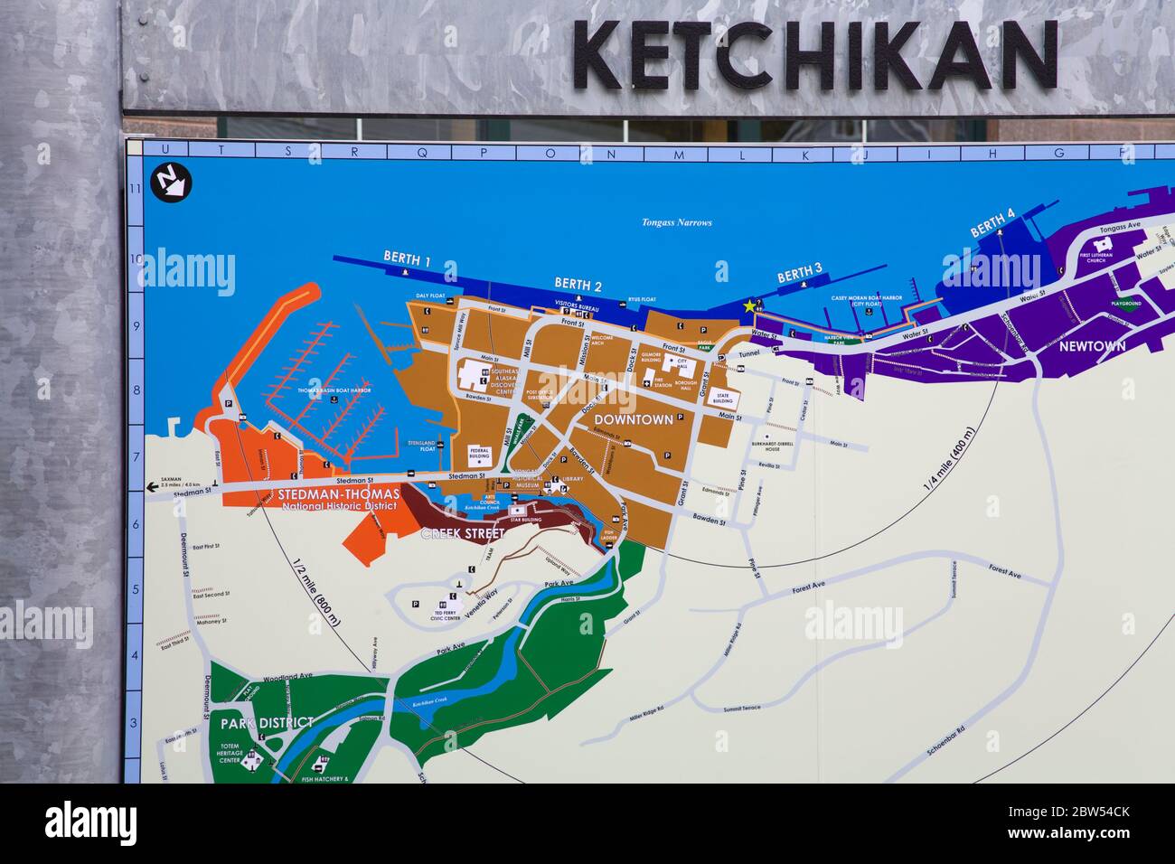 Map of Ketchikan outside Visitor Center, Ketchikan, Southeast Alaska ...