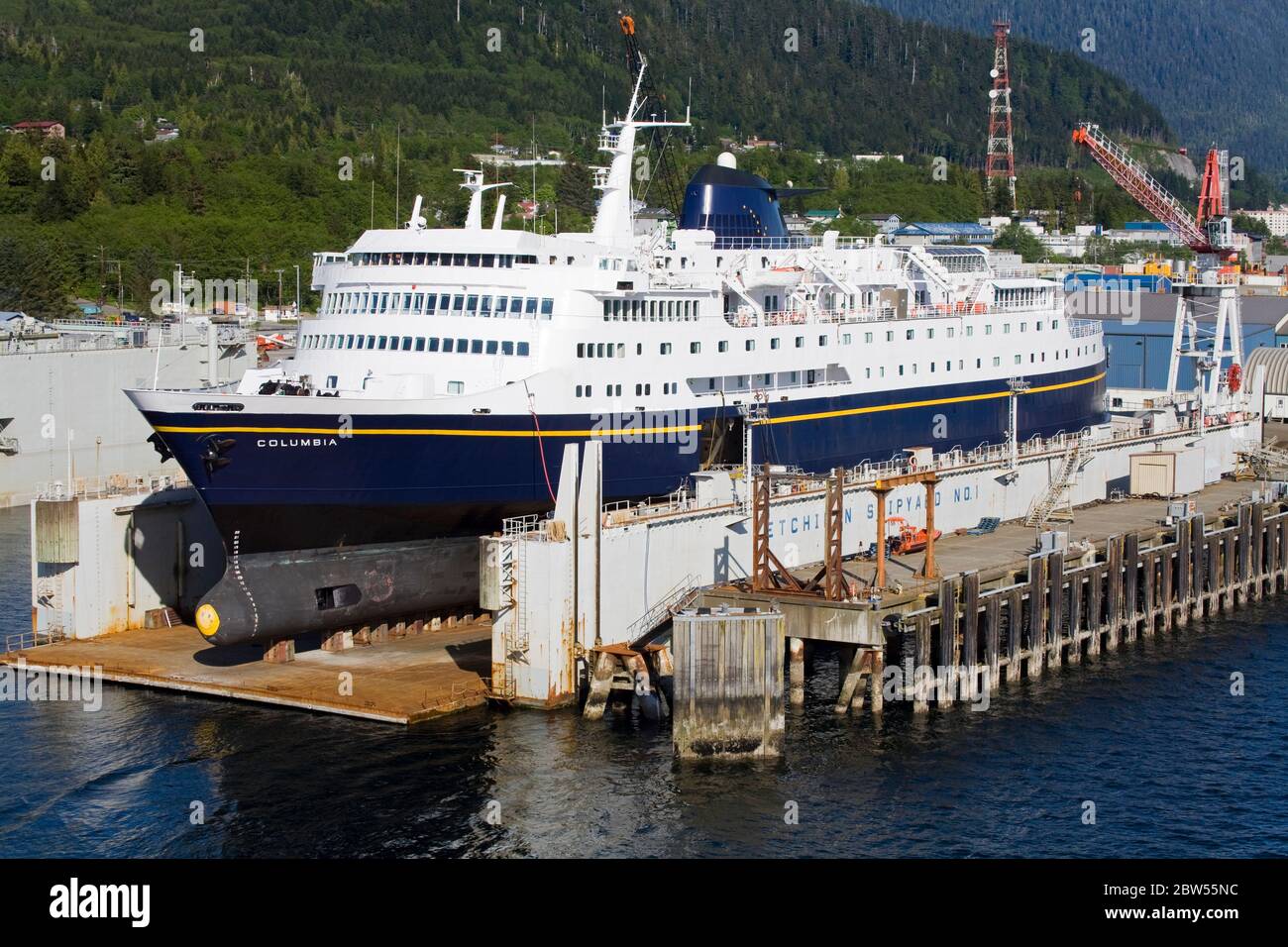Alaska State Ferry 'Columbia' in drydock, Ketchikan, Southeast Alaska ...