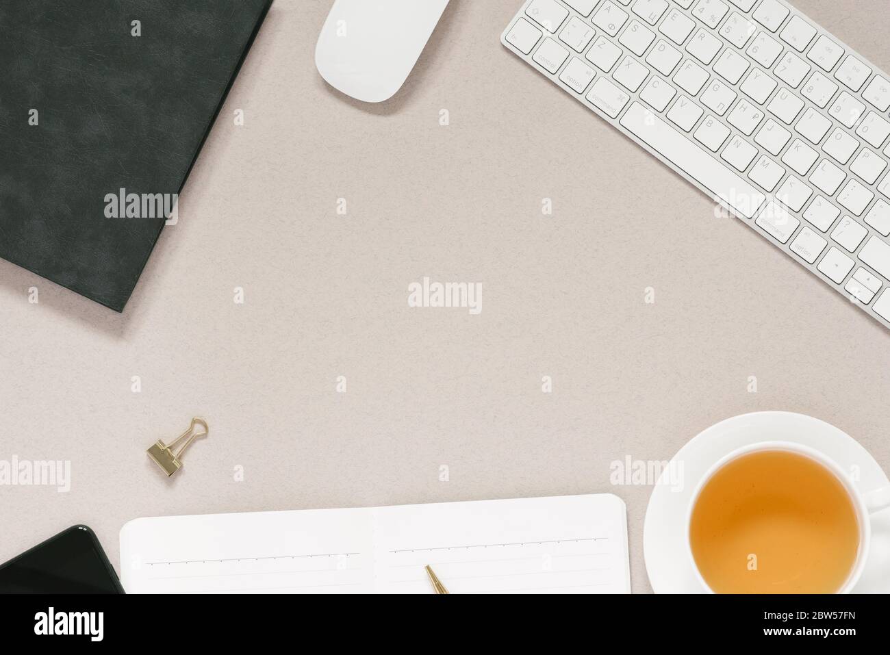 Office Table Notepad Computer Tea High Resolution Stock Photography and ...