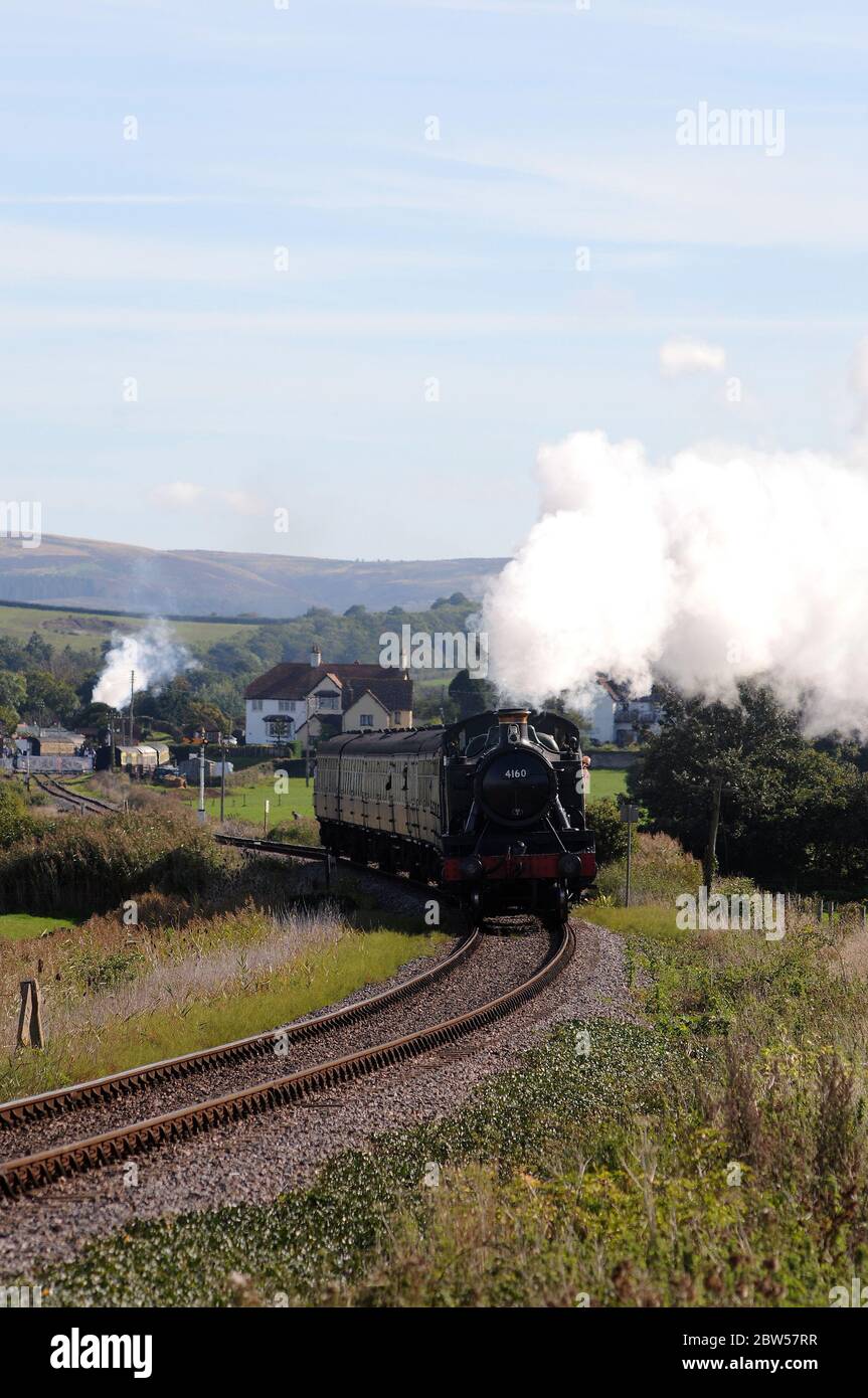 "4160" leaving Blue Anchor with a Bishops Lydeard - Minehead train Stock Photo - Alamy