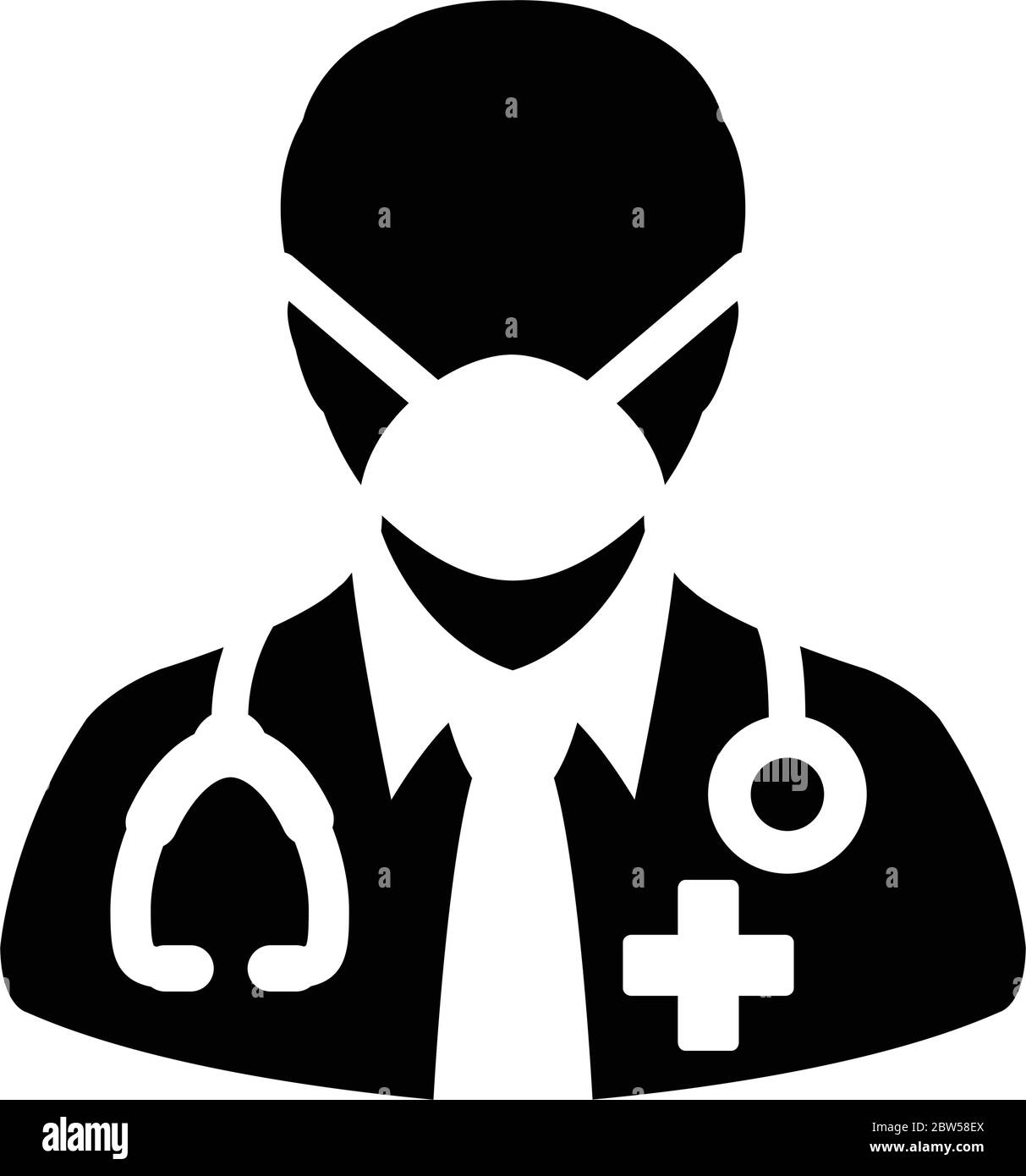 Healthcare icon vector doctor with face mask male person profile avatar ...