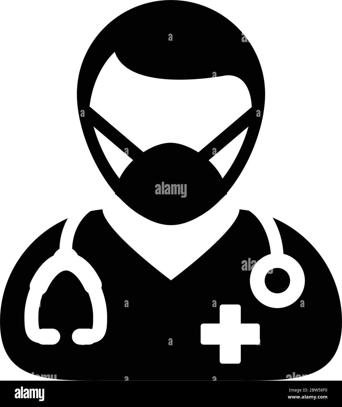 Physician Icon Vector With Surgical Face Mask Male Person Profile