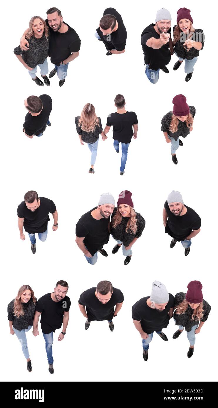 top view. image of modern different young people Stock Photo - Alamy