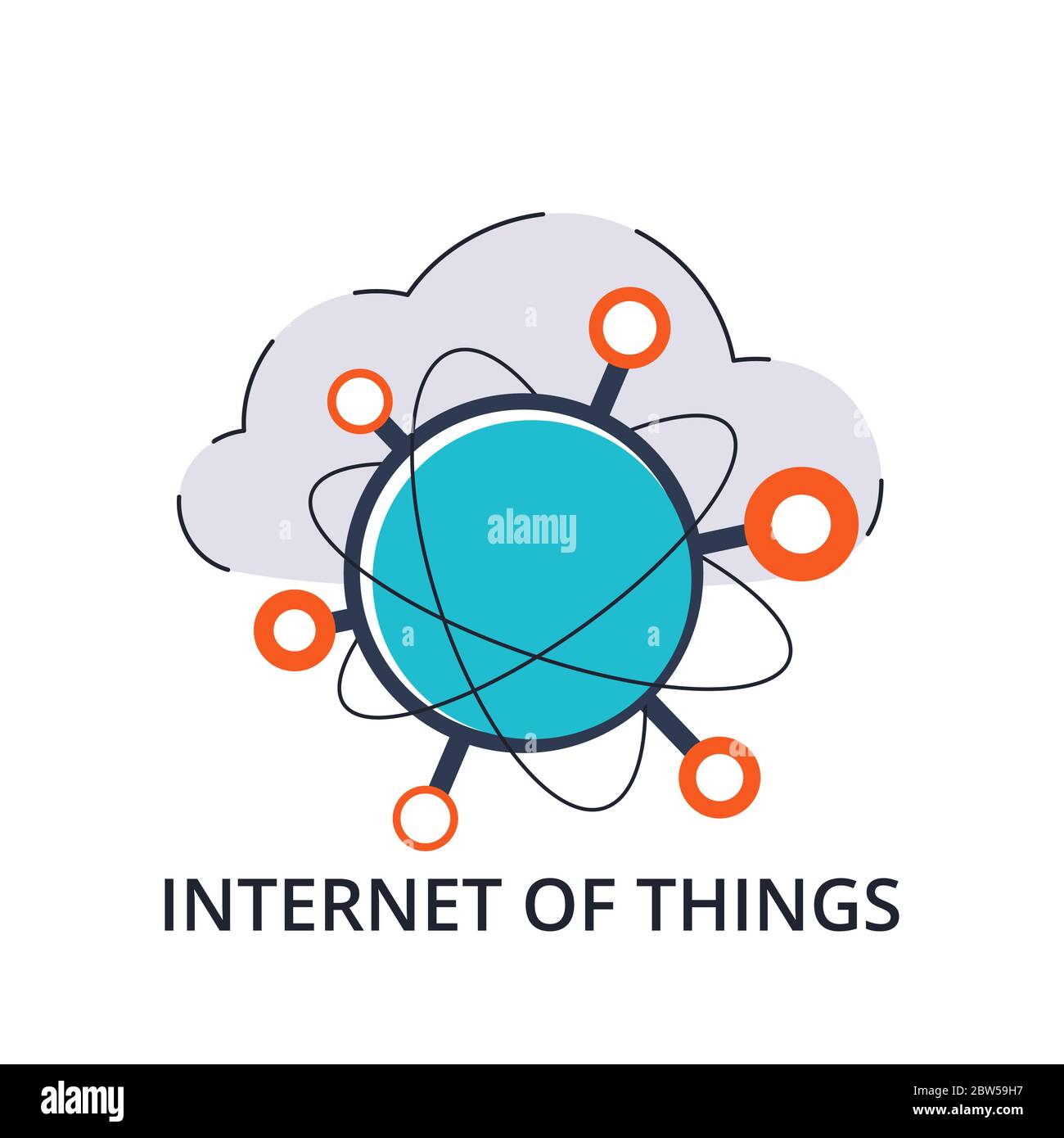 Concept of internet of things in flat line design. Modern vector ...
