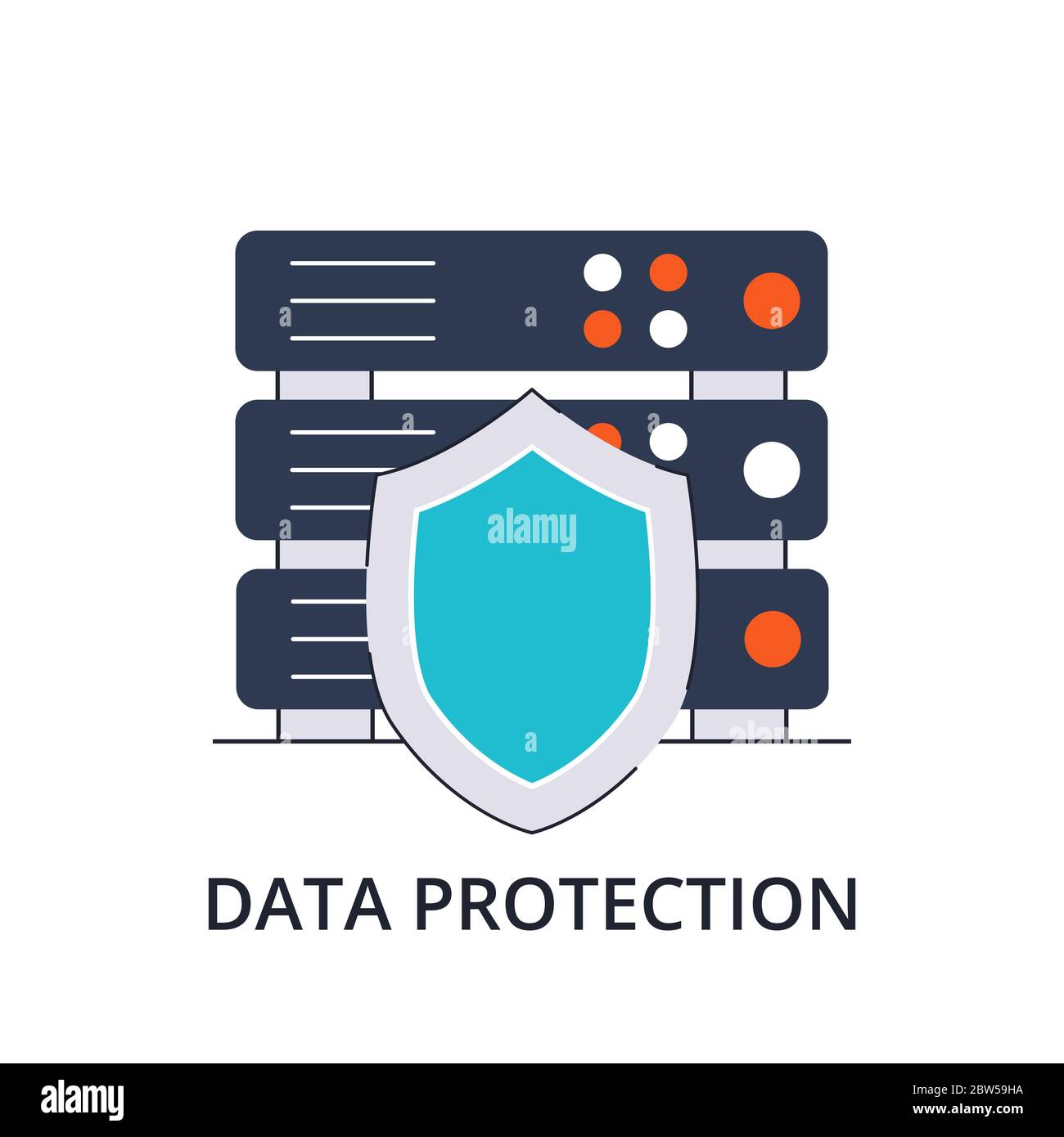 Concept of data protection in flat line design. Modern vector ...