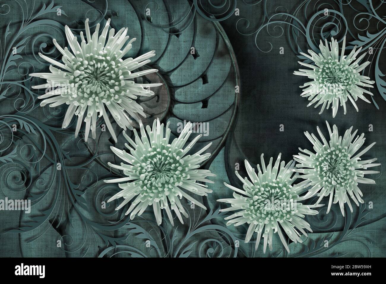 3d wallpaper texture, aster on viridian abstract canvas textures Stock ...