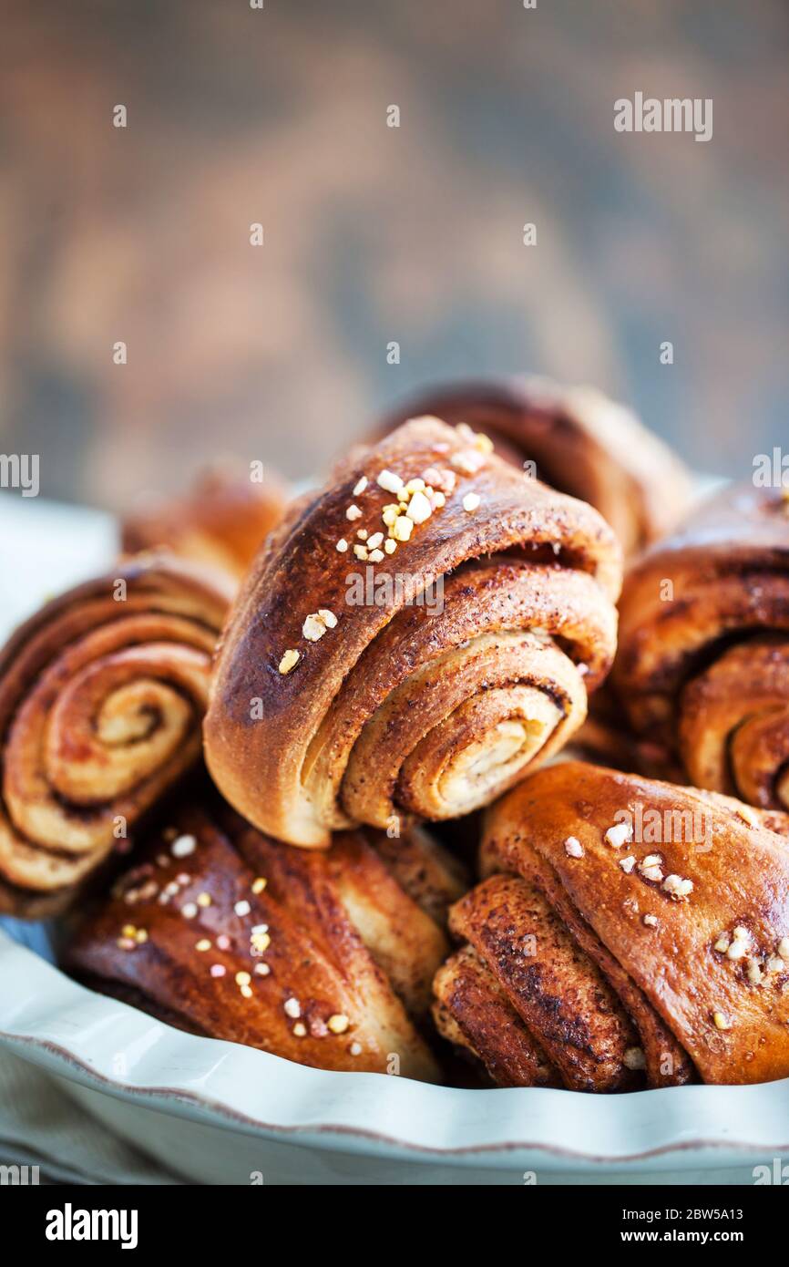 Homemade finnish cinnamon and cardamom rolls (buns Stock Photo - Alamy