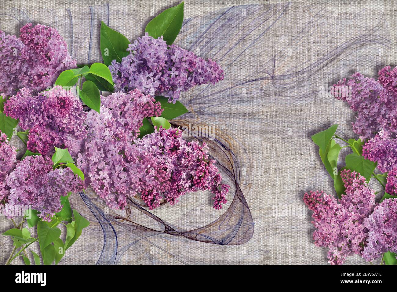 3d wallpaper texture, lilac flowers on abstract canvas textures Stock ...