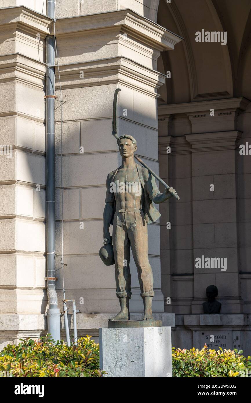 Budapest, Hungary - Feb 8, 2020: Bronze male Reaper man statue outside ...