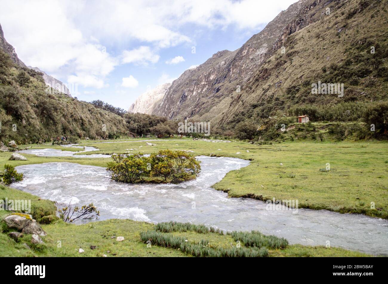 River through a green meadow in Chile Stock Photo - Alamy