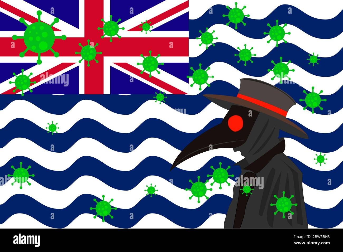Black plague doctor surrounded by viruses with copy space with BRITISH ...