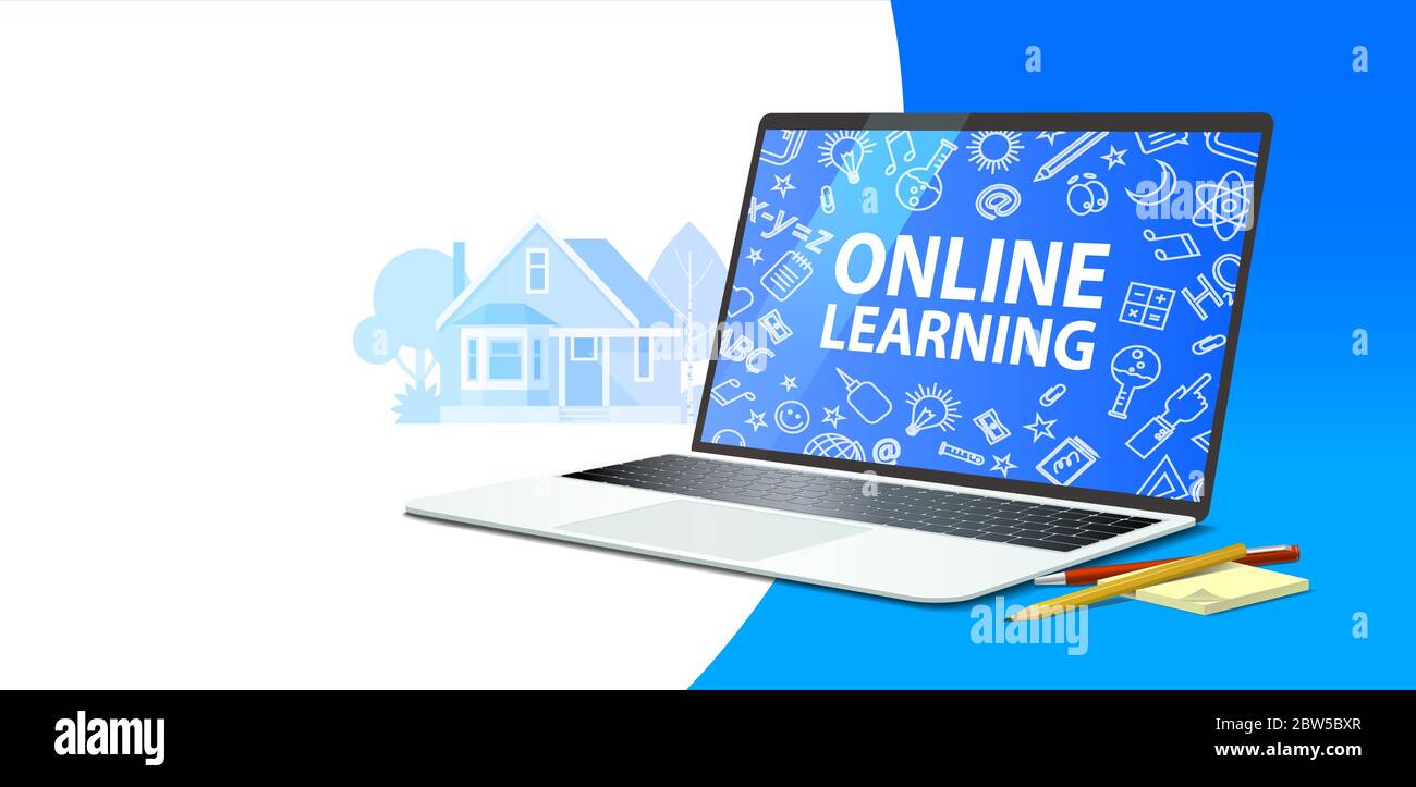 Horizontal banner on the topic of distance learning, an open Vector ...