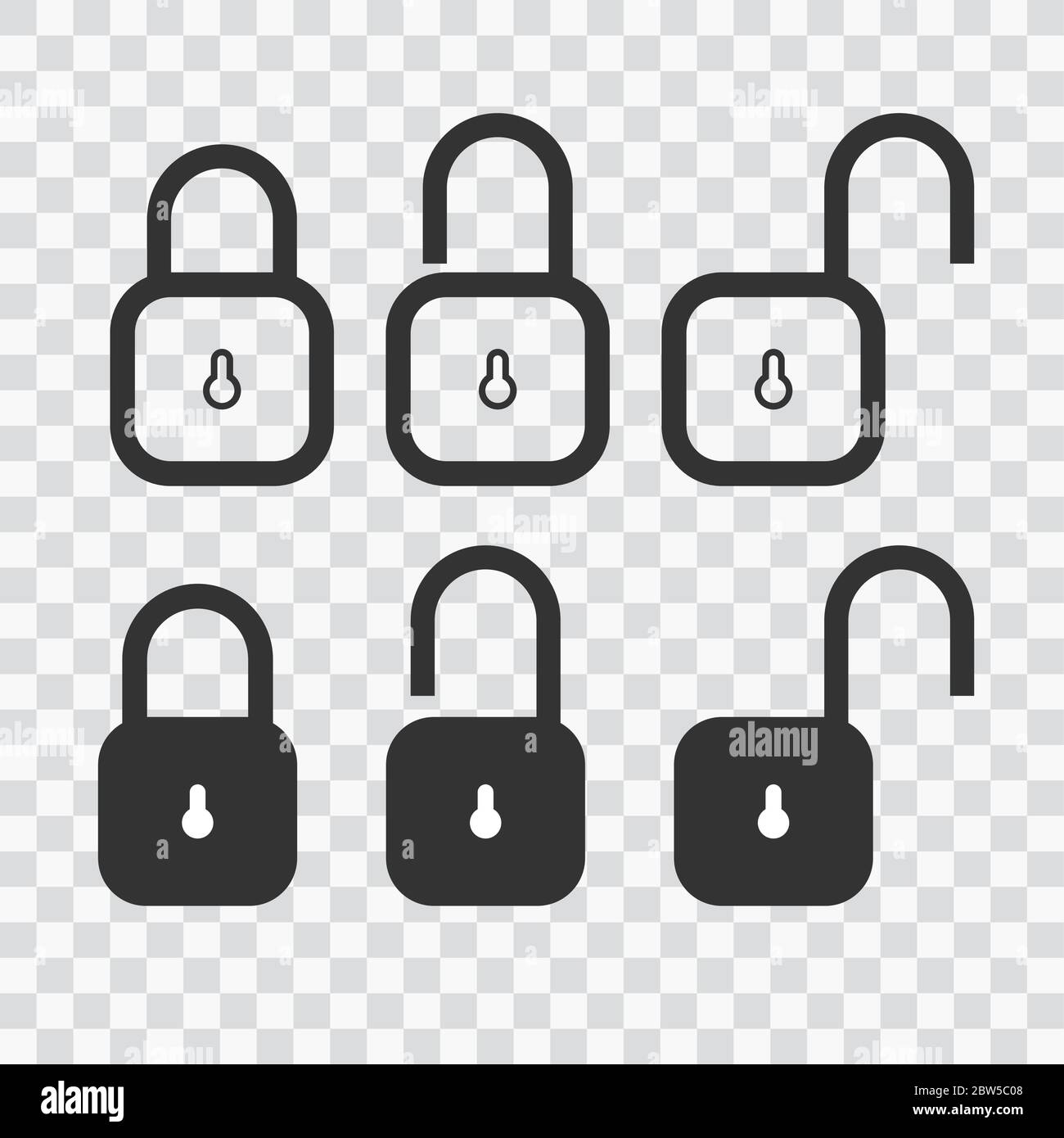 Lock vector icons set. Illustration isolated on transparent background for graphic and web ...