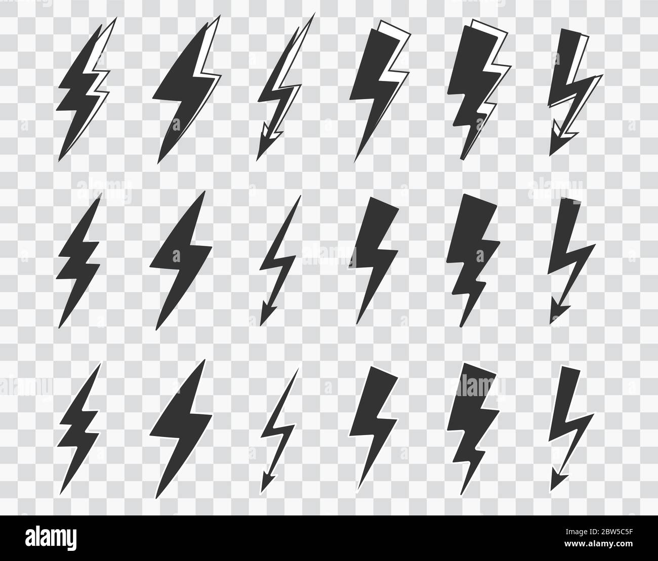vector graphic of flat thunder and bolt lighting flash icons set vector ...