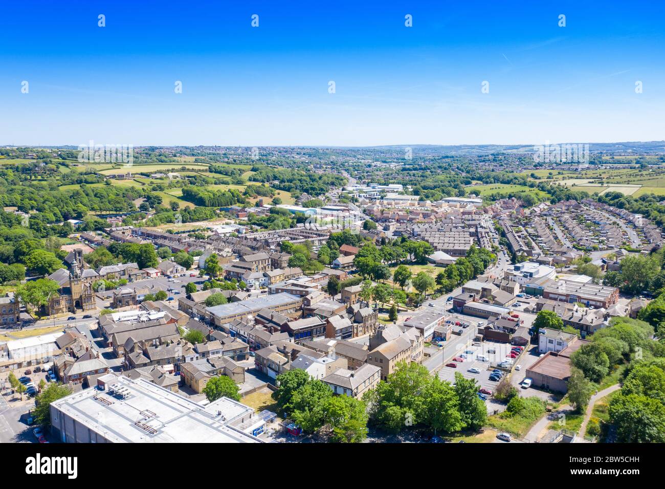 Aerial photo of the village of Cleckheaton in Yorkshire in the UK ...