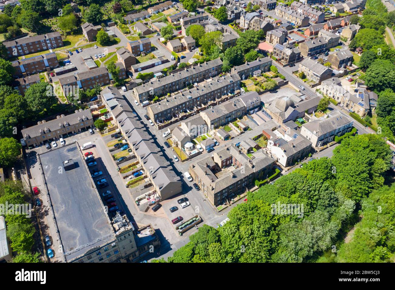 Aerial photo of the village of Cleckheaton in Yorkshire in the UK ...