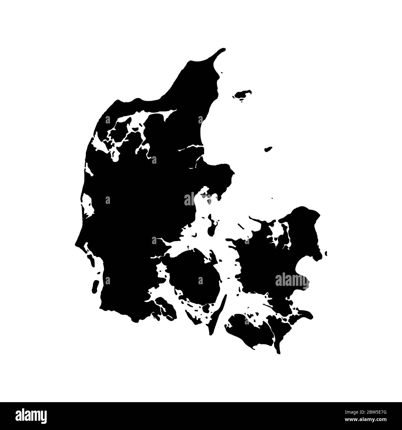 Vector map Denmark. Isolated vector Illustration. Black on White ...