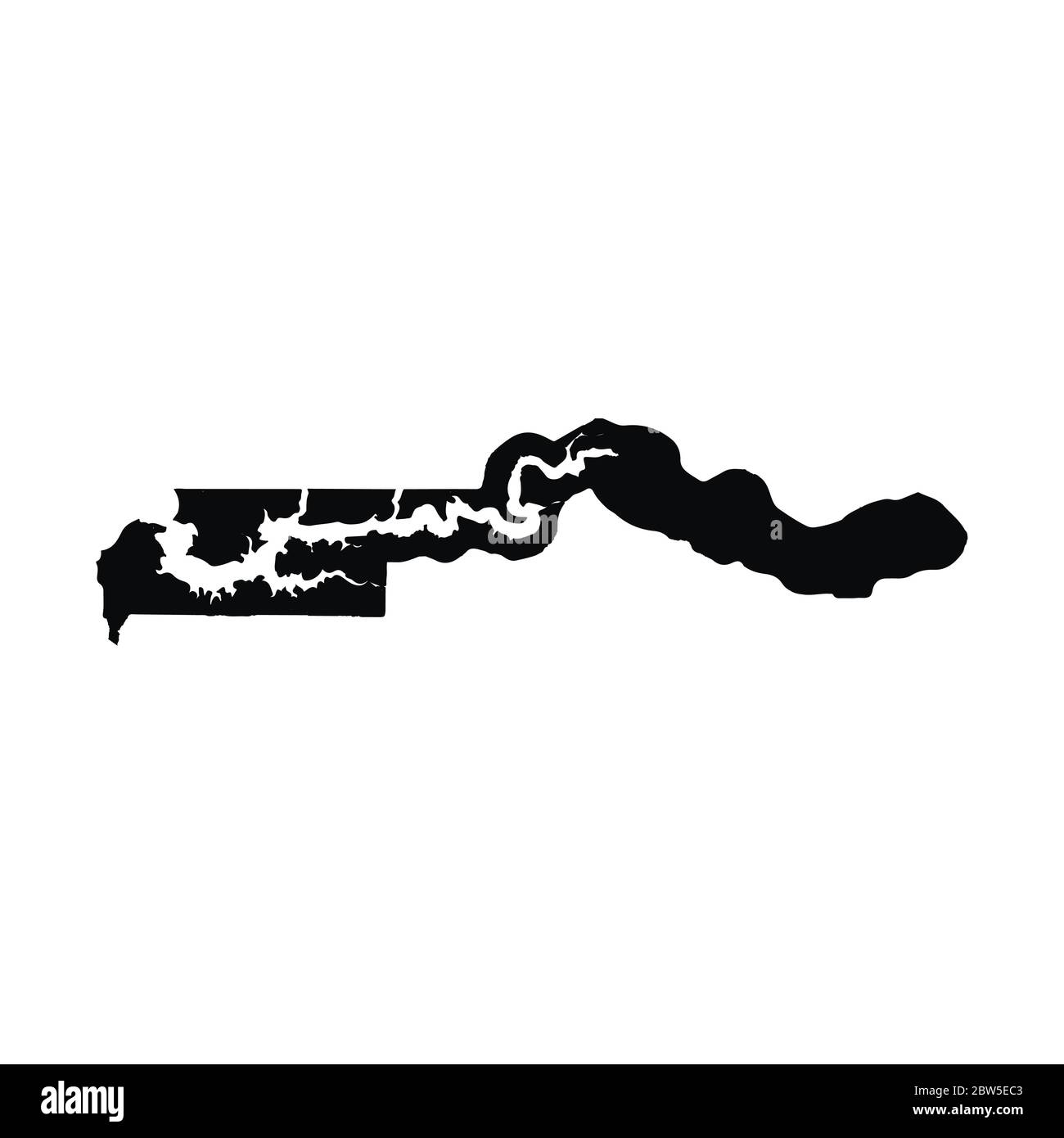 Vector map Gambia. Isolated vector Illustration. Black on White ...