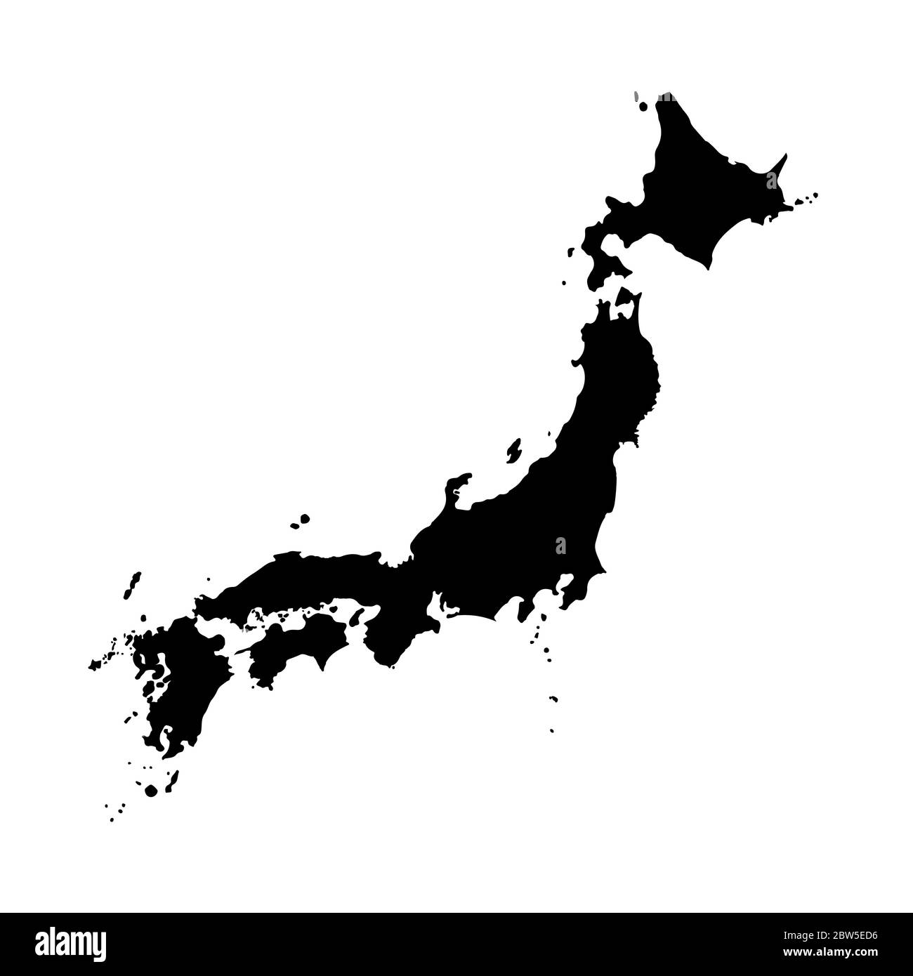 Vector map Japan. Isolated vector Illustration. Black on White ...